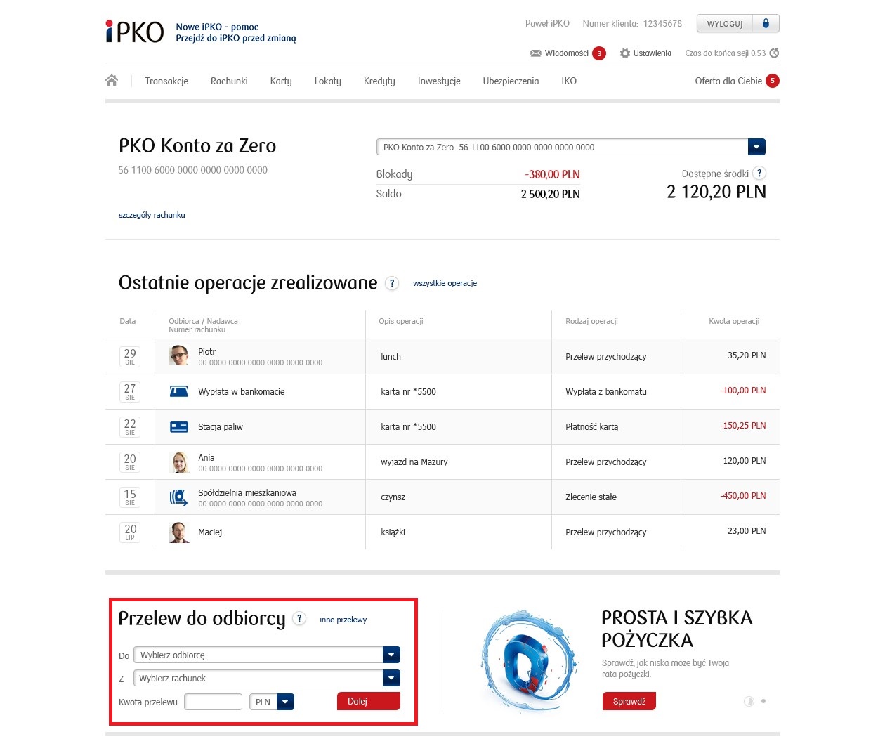 Nowe iPKO - realizacja przelewu - PKO Bank Polski
